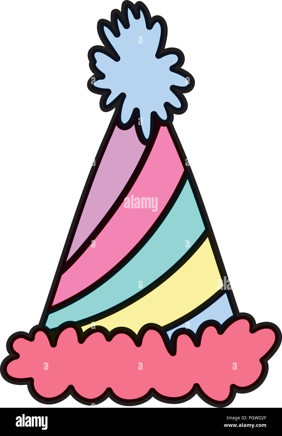 color party hat funny decoration style Stock Vector Image & Art - Alamy