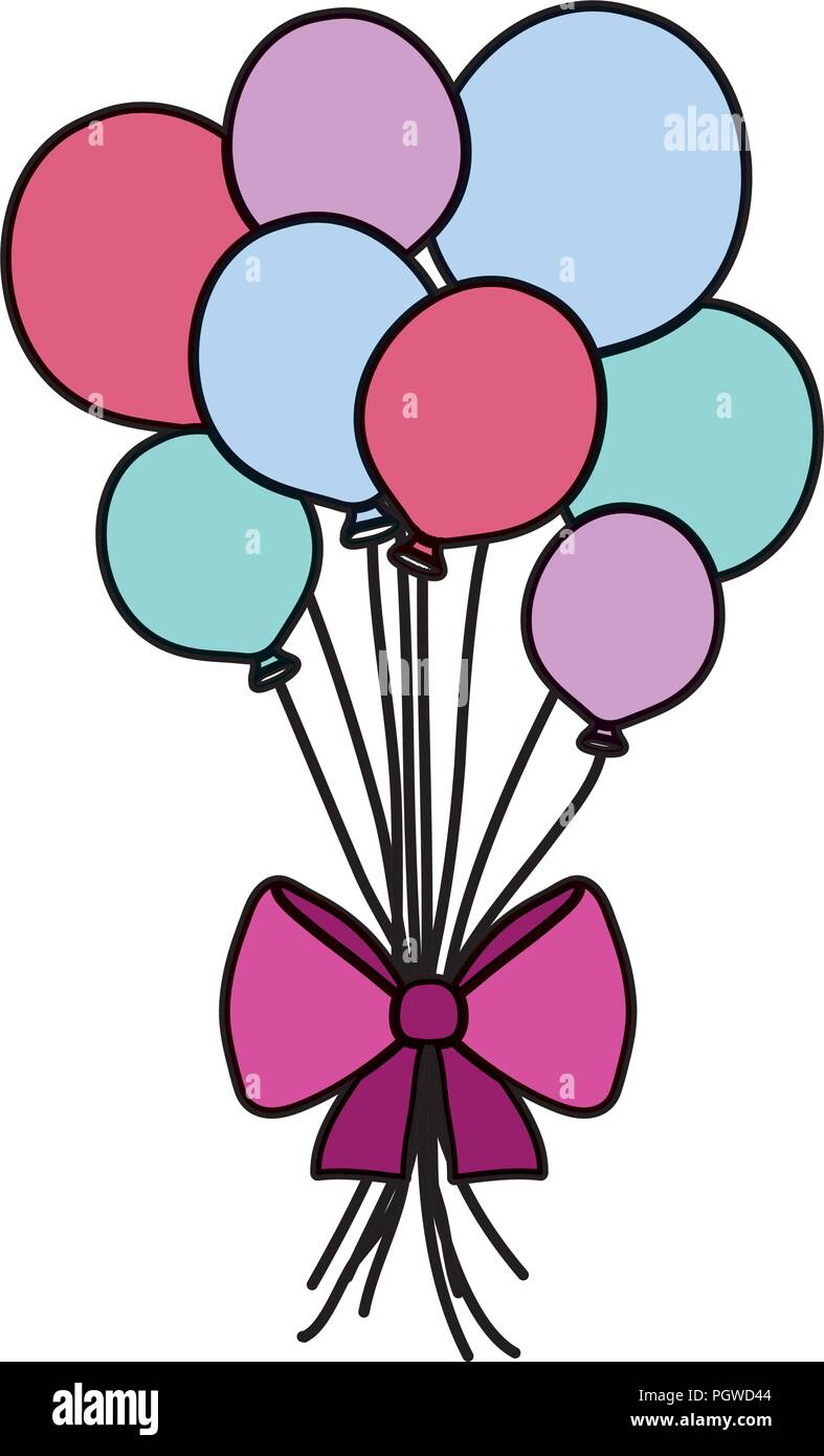 color party balloons design with ribbon bow Stock Vector Image & Art ...
