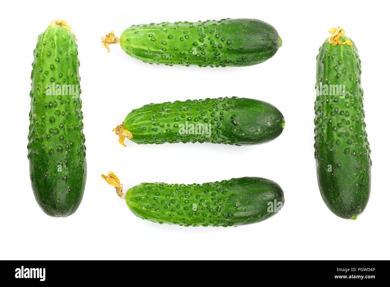 Cucumber set isolated on white background. Top view. Flat lay pattern ...