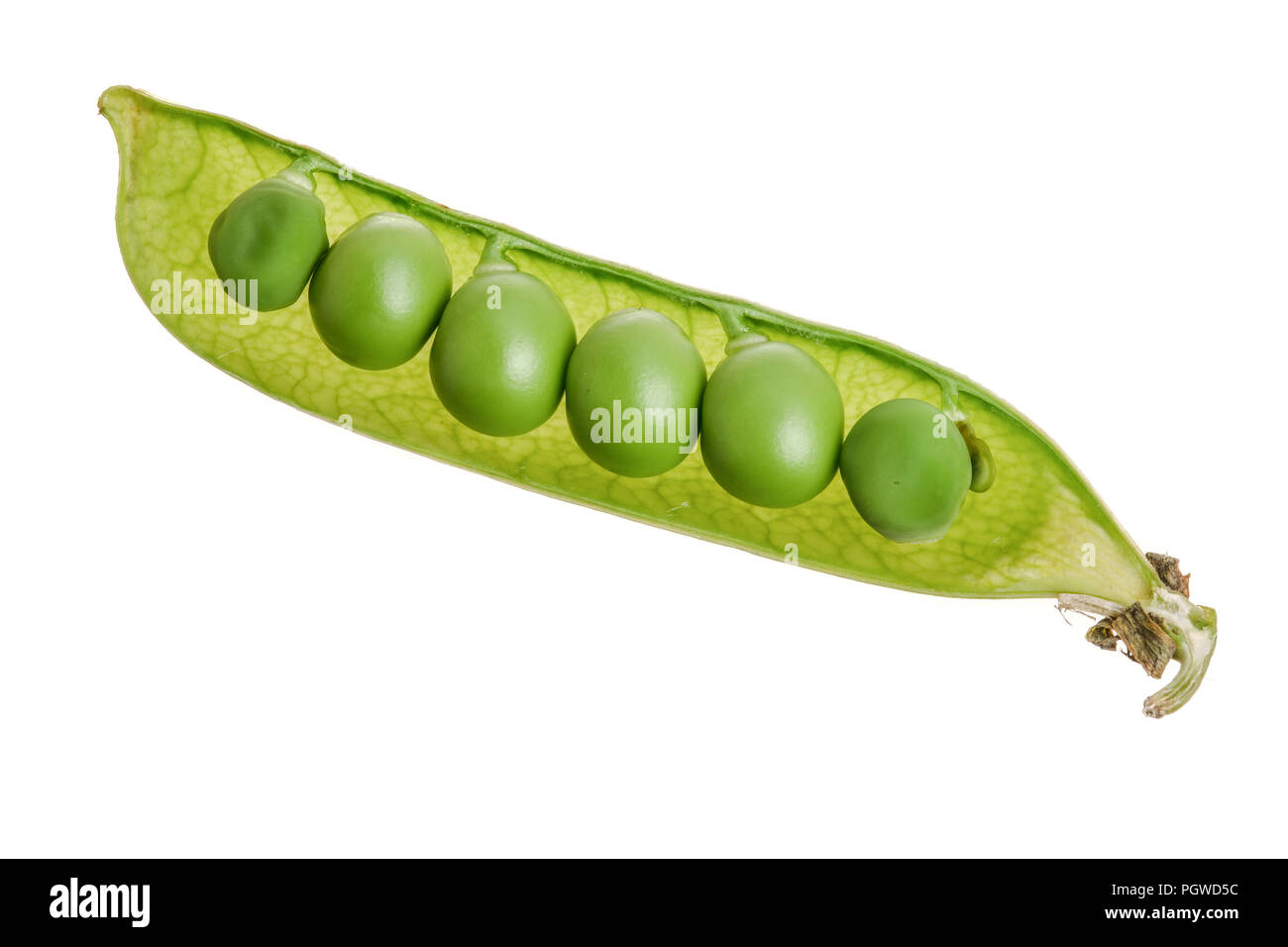 Fresh green pea pod isolated on white background. Top view. Flat lay Stock Photo - Alamy