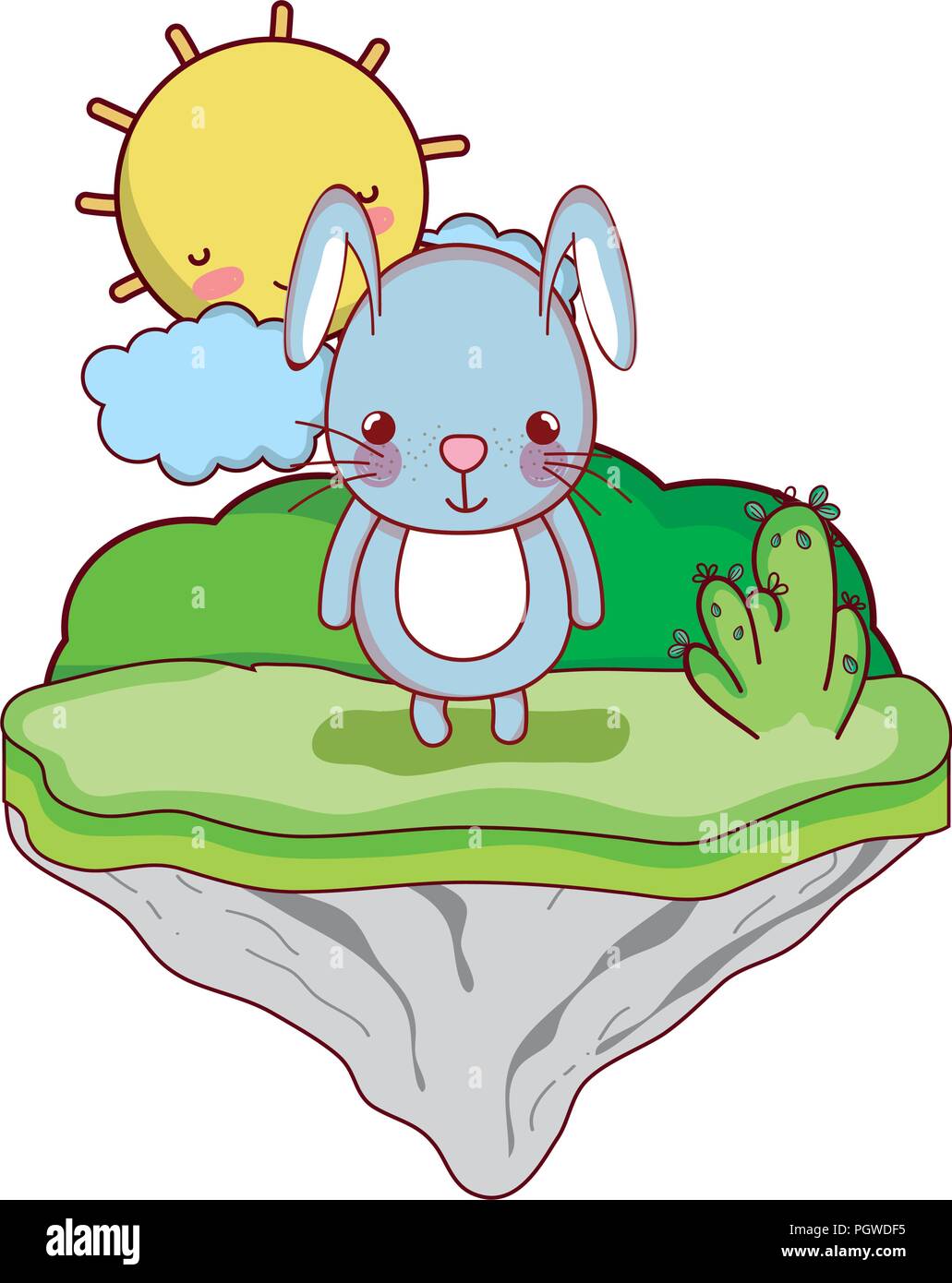 cute male rabbit in the float island Stock Vector Image & Art - Alamy