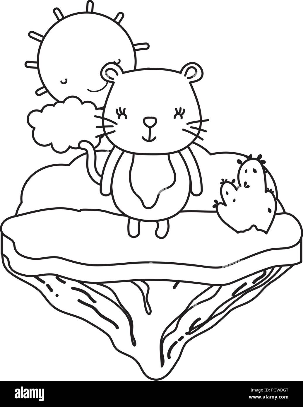 line female mouse animal in the float island Stock Vector Image & Art ...