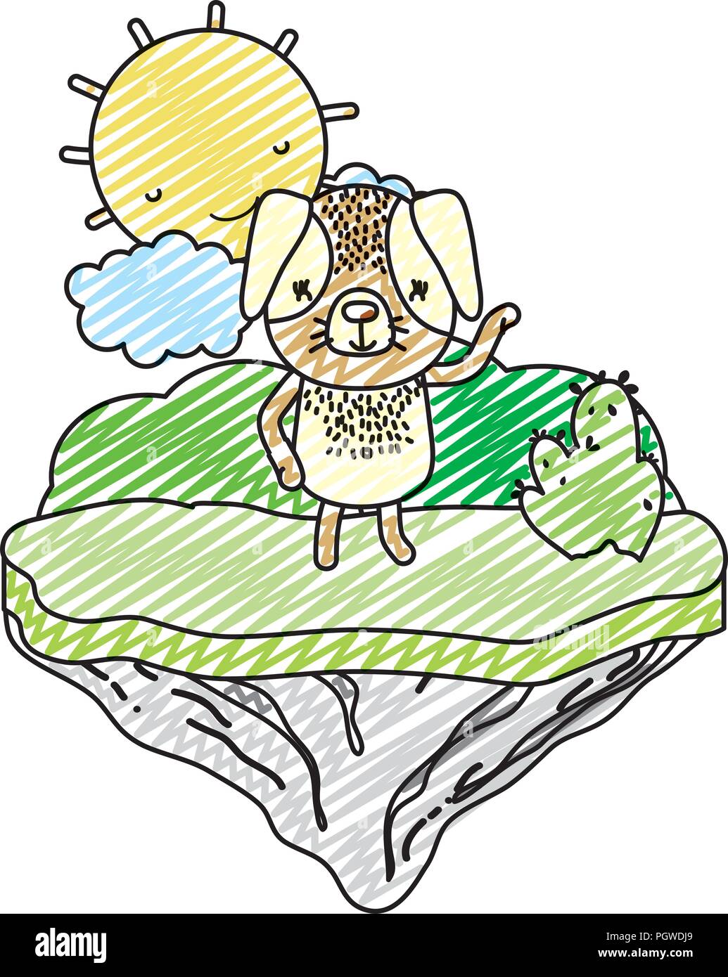 doodle nice dog animal in the float island Stock Vector Image & Art - Alamy