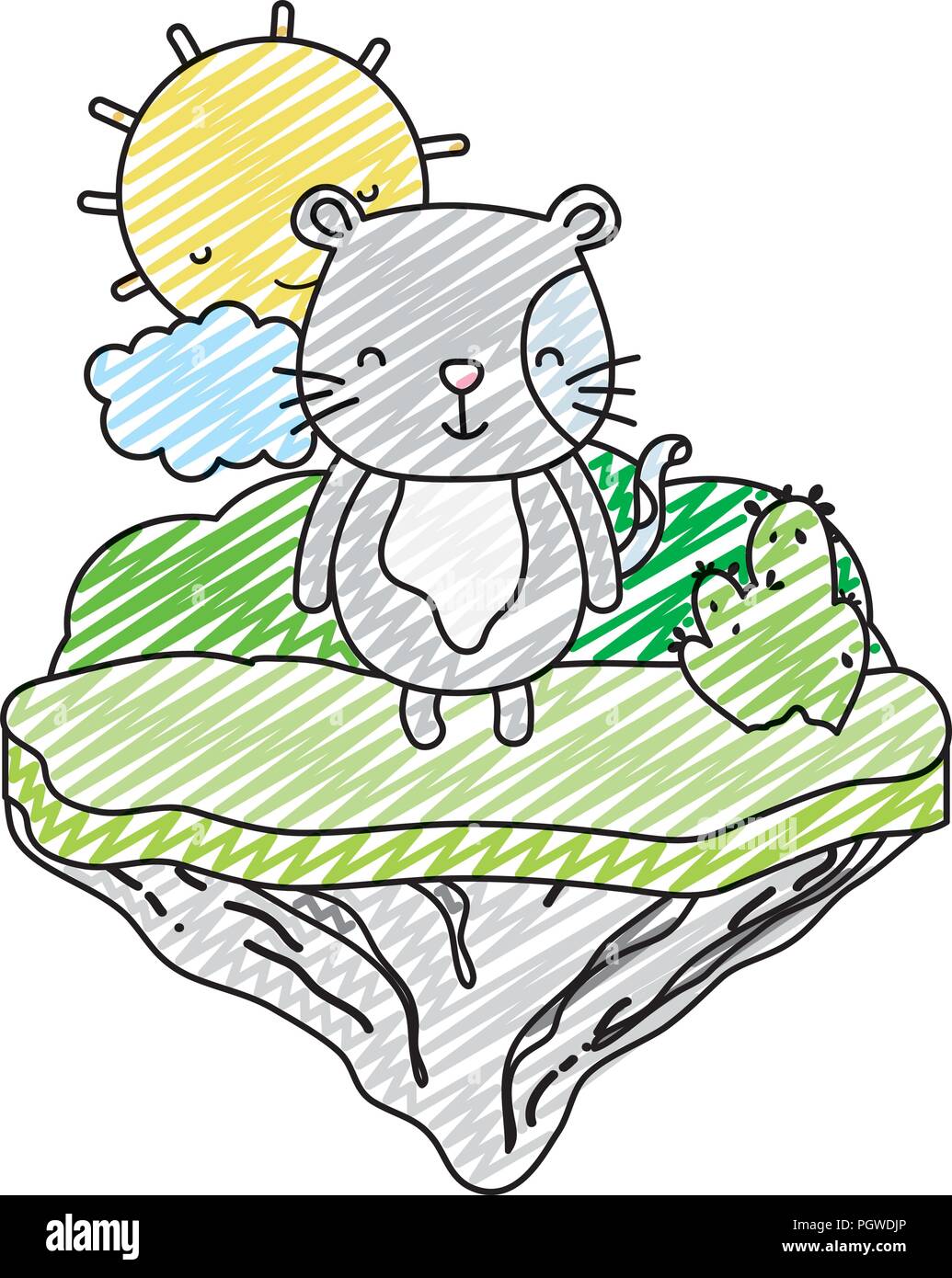 doodle male mouse animal in the float island Stock Vector Image & Art ...