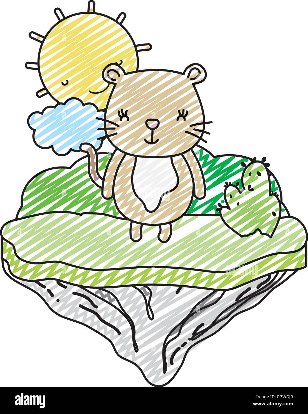doodle female mouse animal in the float island Stock Vector Image & Art ...