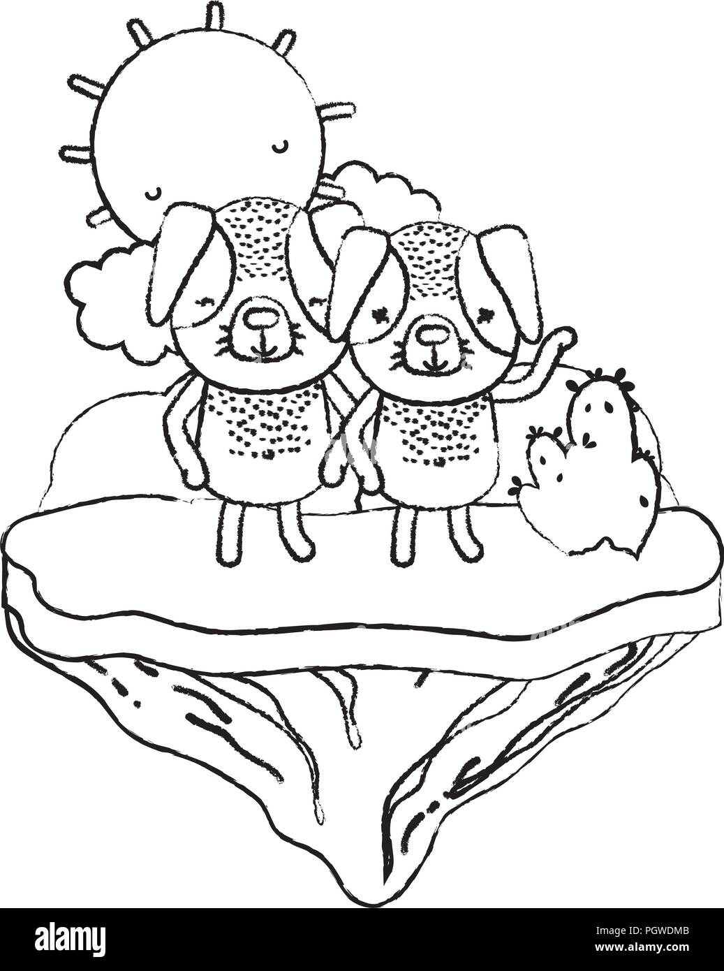 grunge couple dog animal in the float island Stock Vector Image & Art ...
