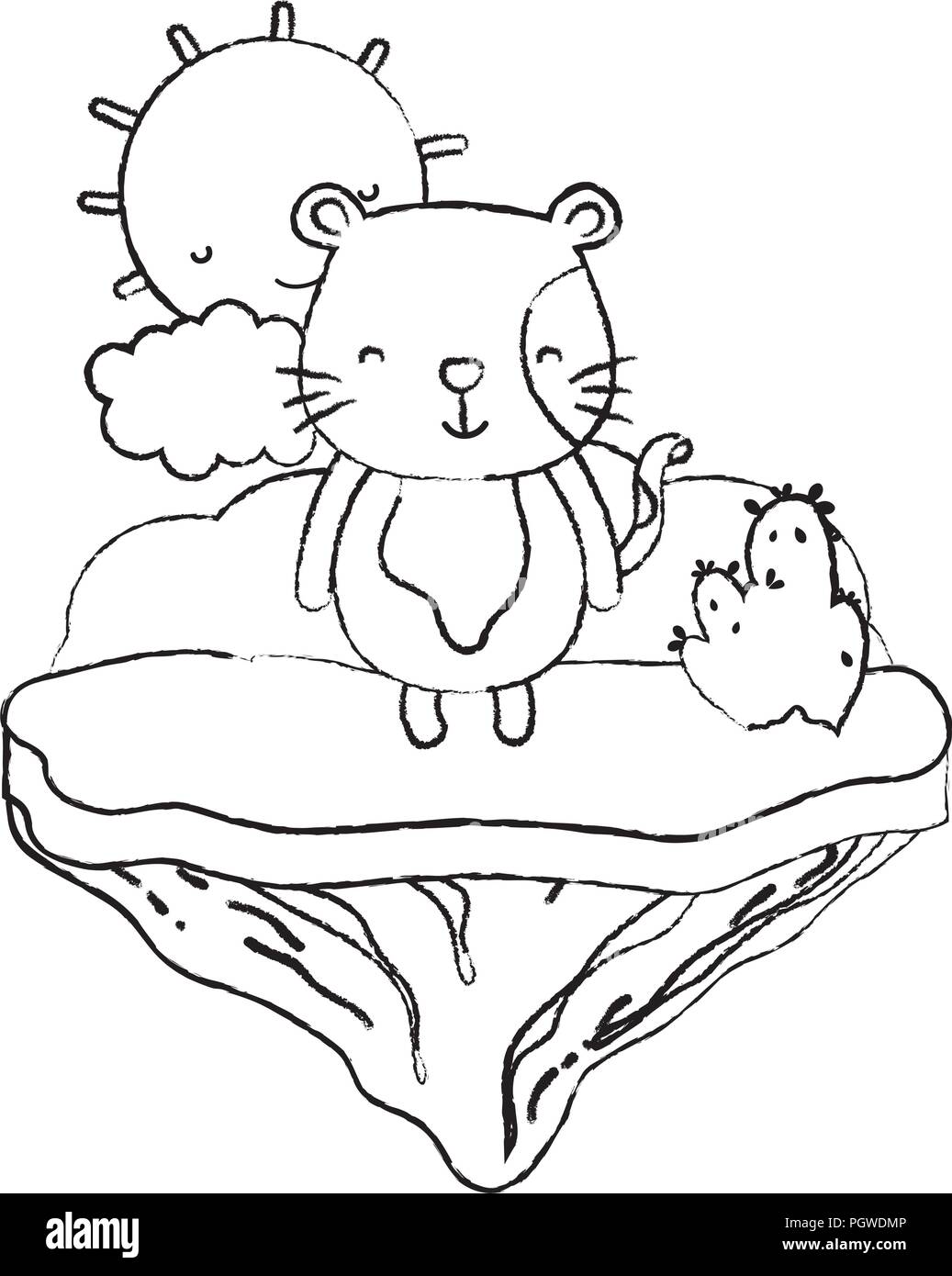 grunge male mouse animal in the float island Stock Vector Image & Art ...