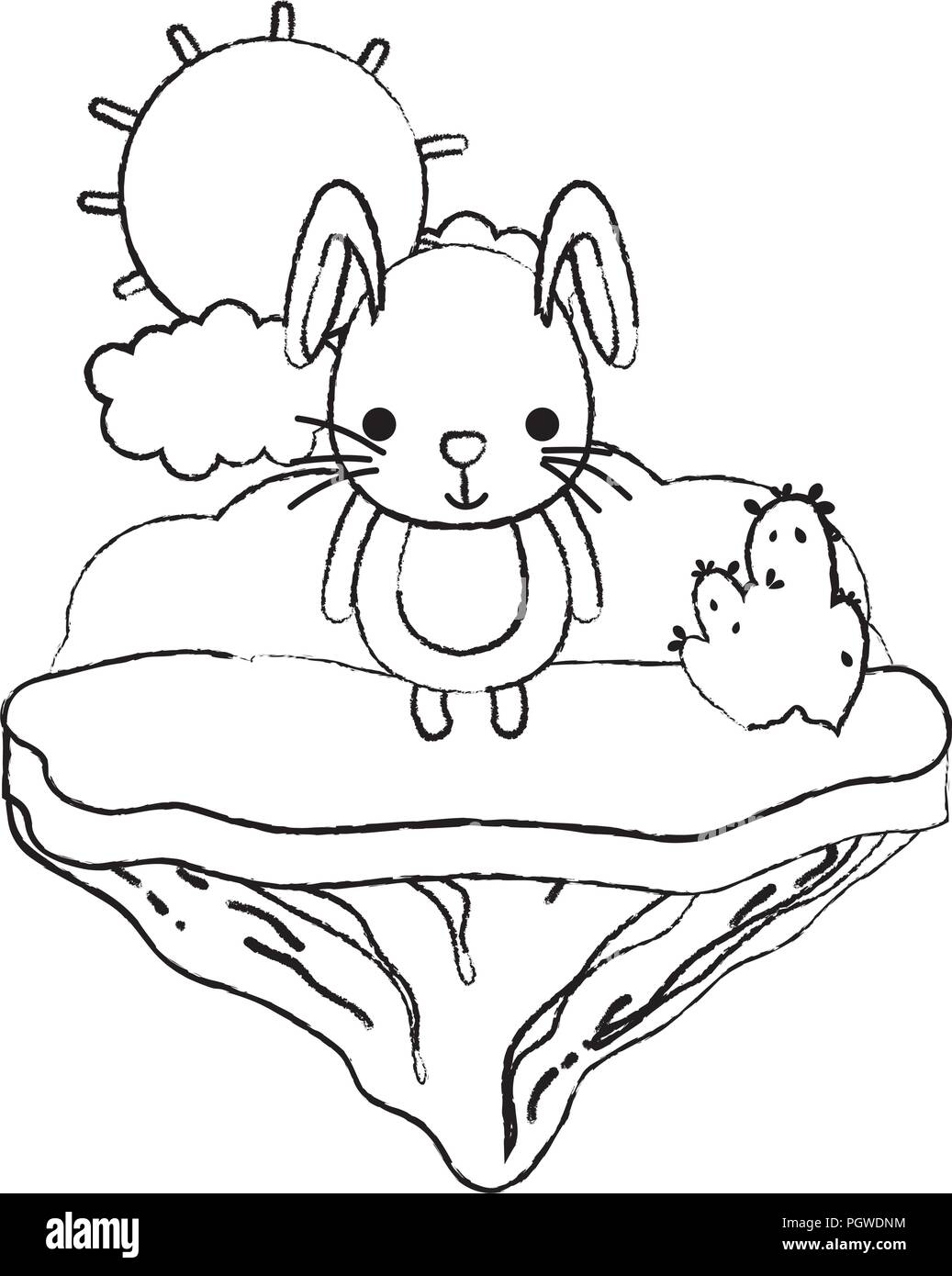 grunge cute male rabbit in the float island Stock Vector Image & Art ...
