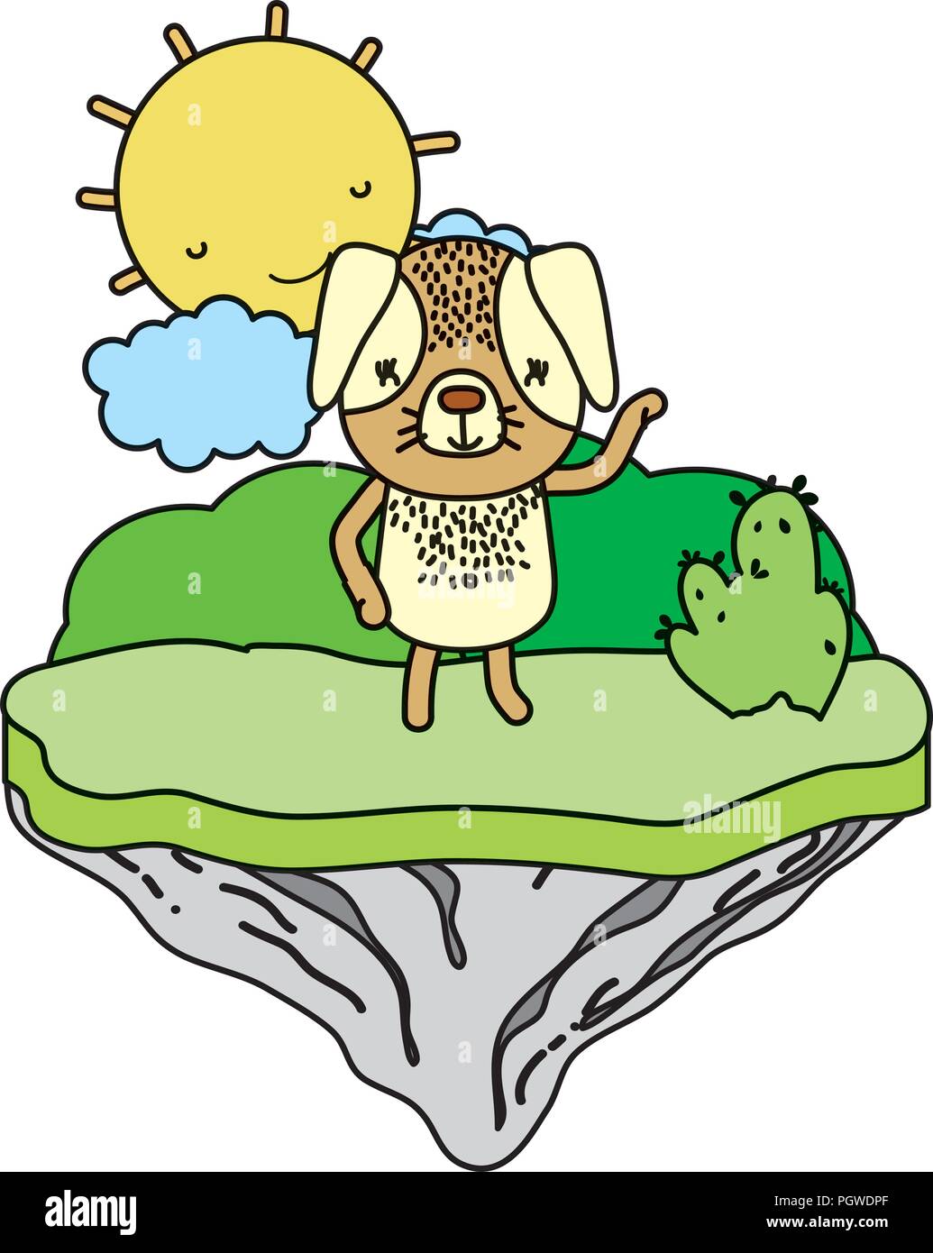 color nice dog animal in the float island Stock Vector Image & Art - Alamy
