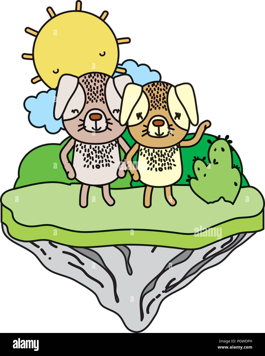 color couple dog animal in the float island Stock Vector Image & Art ...