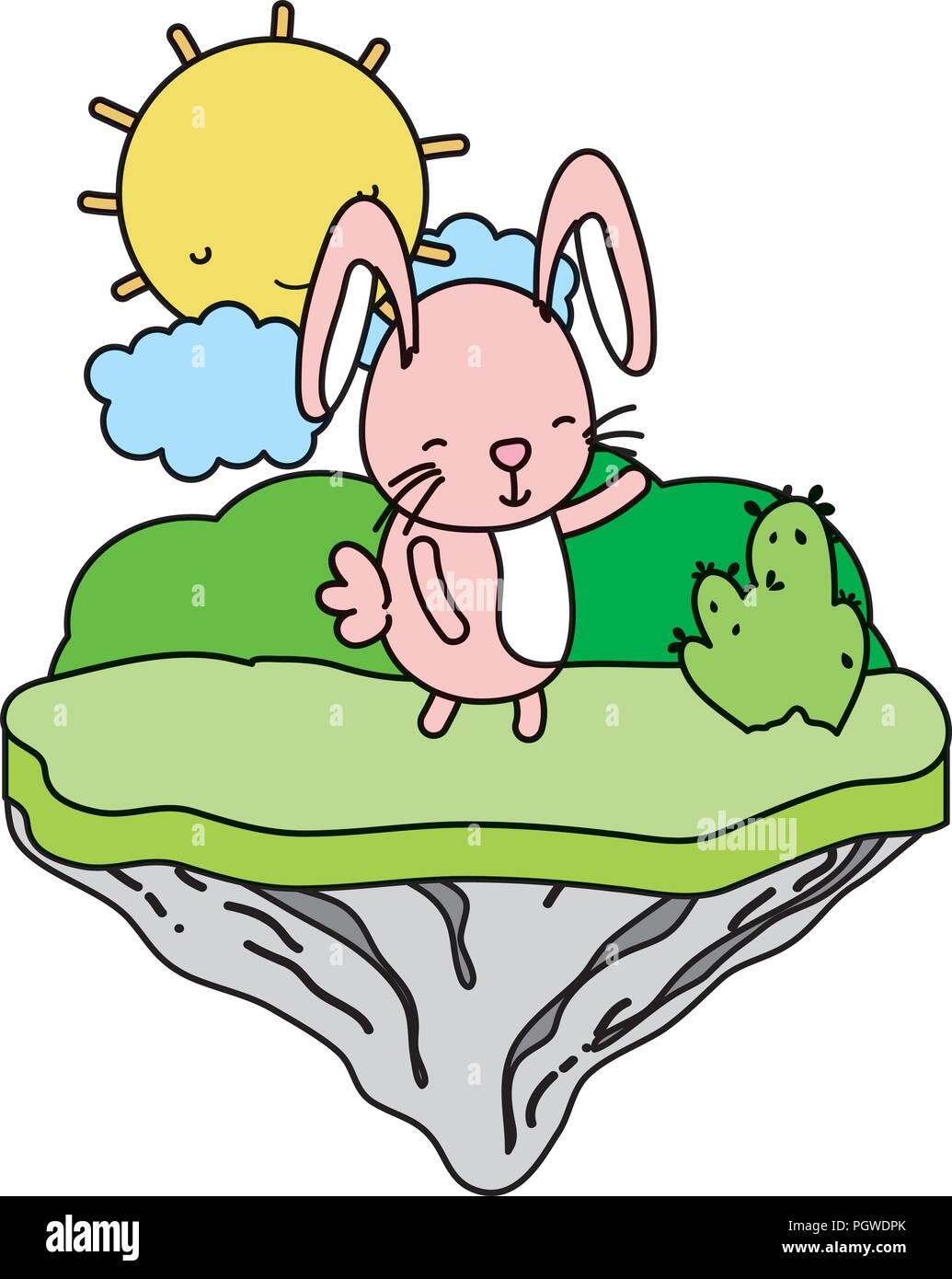 color female rabbit animal in the float island Stock Vector Image & Art ...