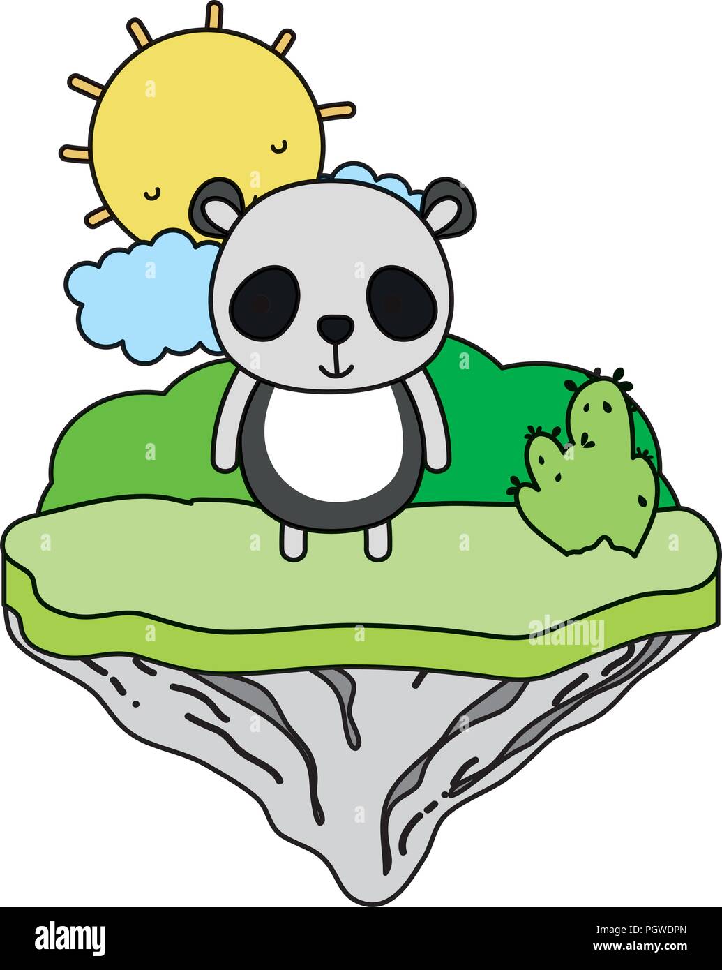 color happy panda animal in the float island Stock Vector Image & Art ...