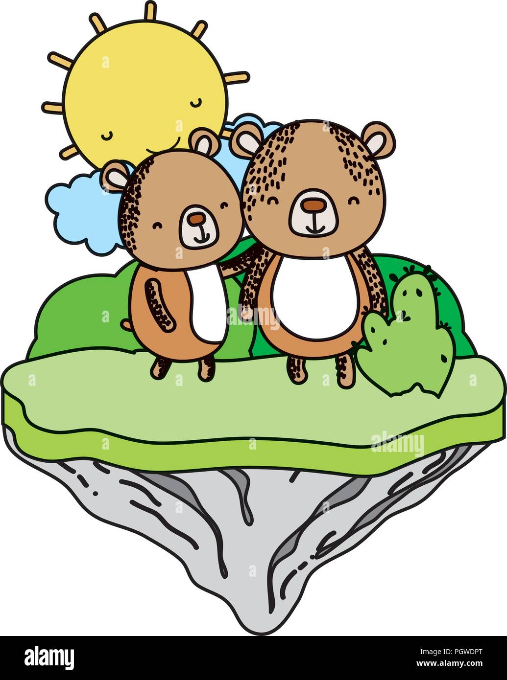 color couple bear animal in the float island Stock Vector Image & Art ...