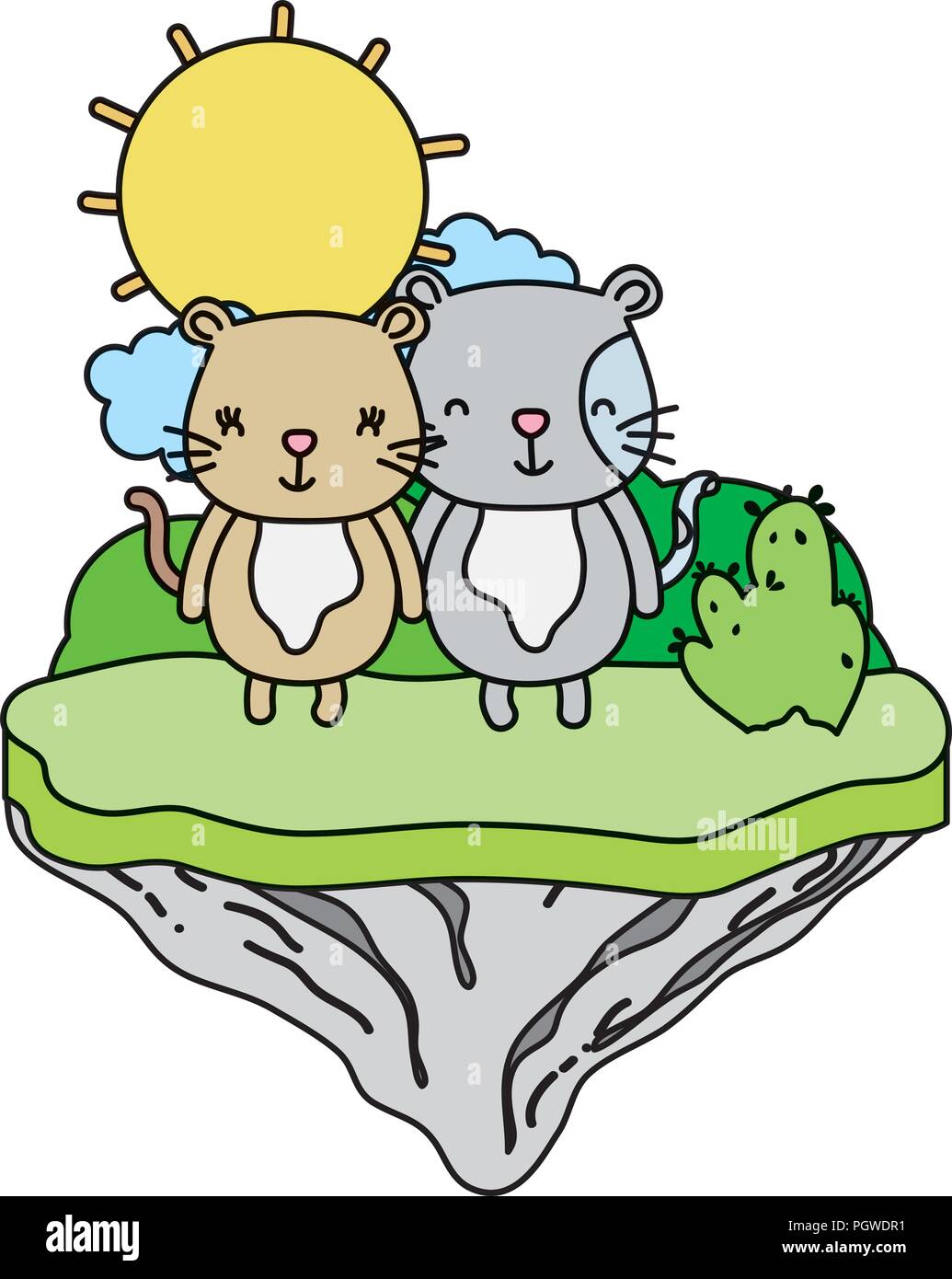 color couple mouse animal in the float island Stock Vector Image & Art ...