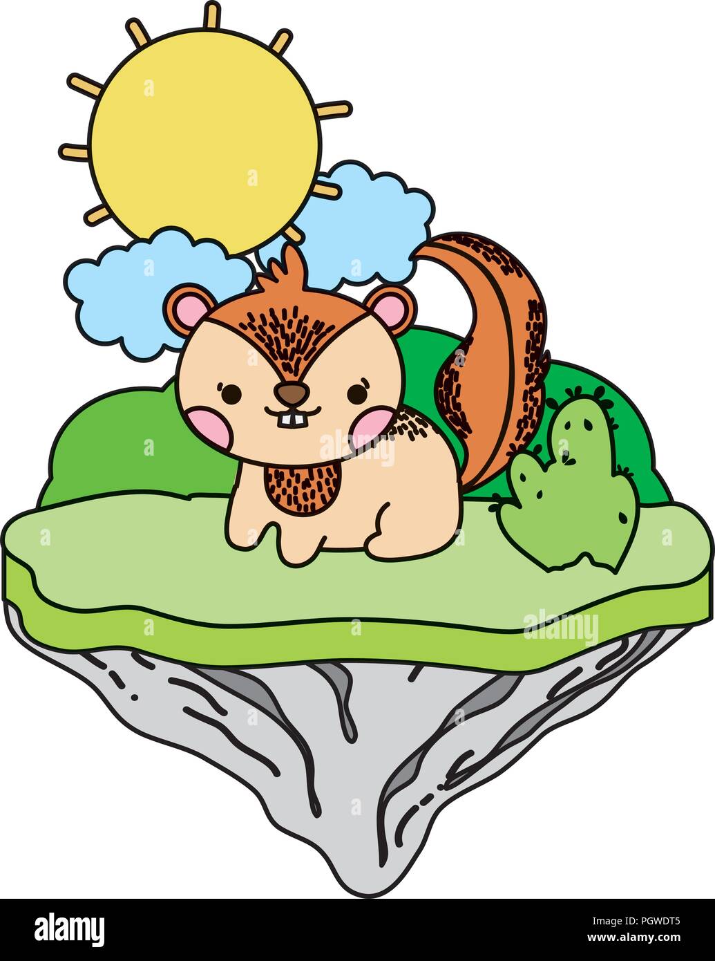 color tender chipmunk animal in the float island Stock Vector Image ...