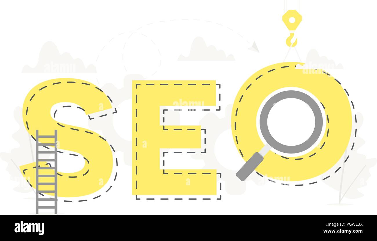Vector big word SEO and search engine optimization business banner for ...