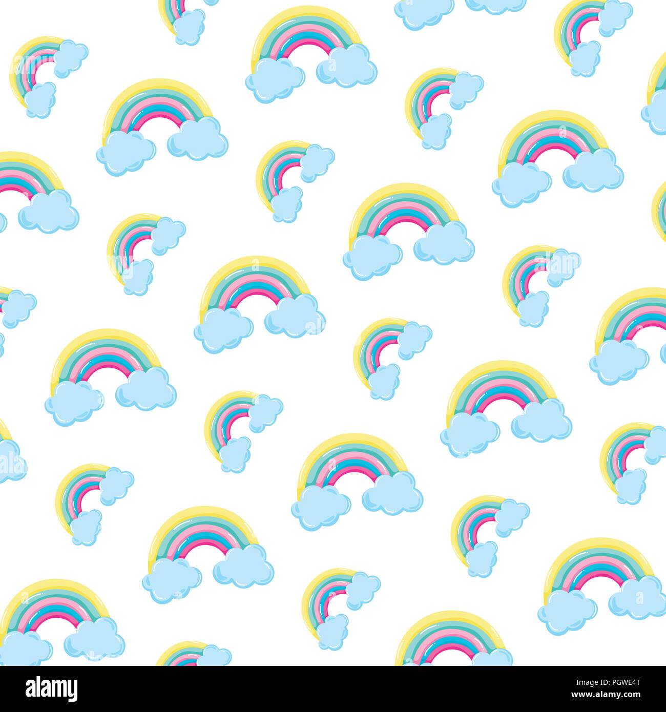 beauty rainbow with fluffy clouds background Stock Vector Image & Art ...