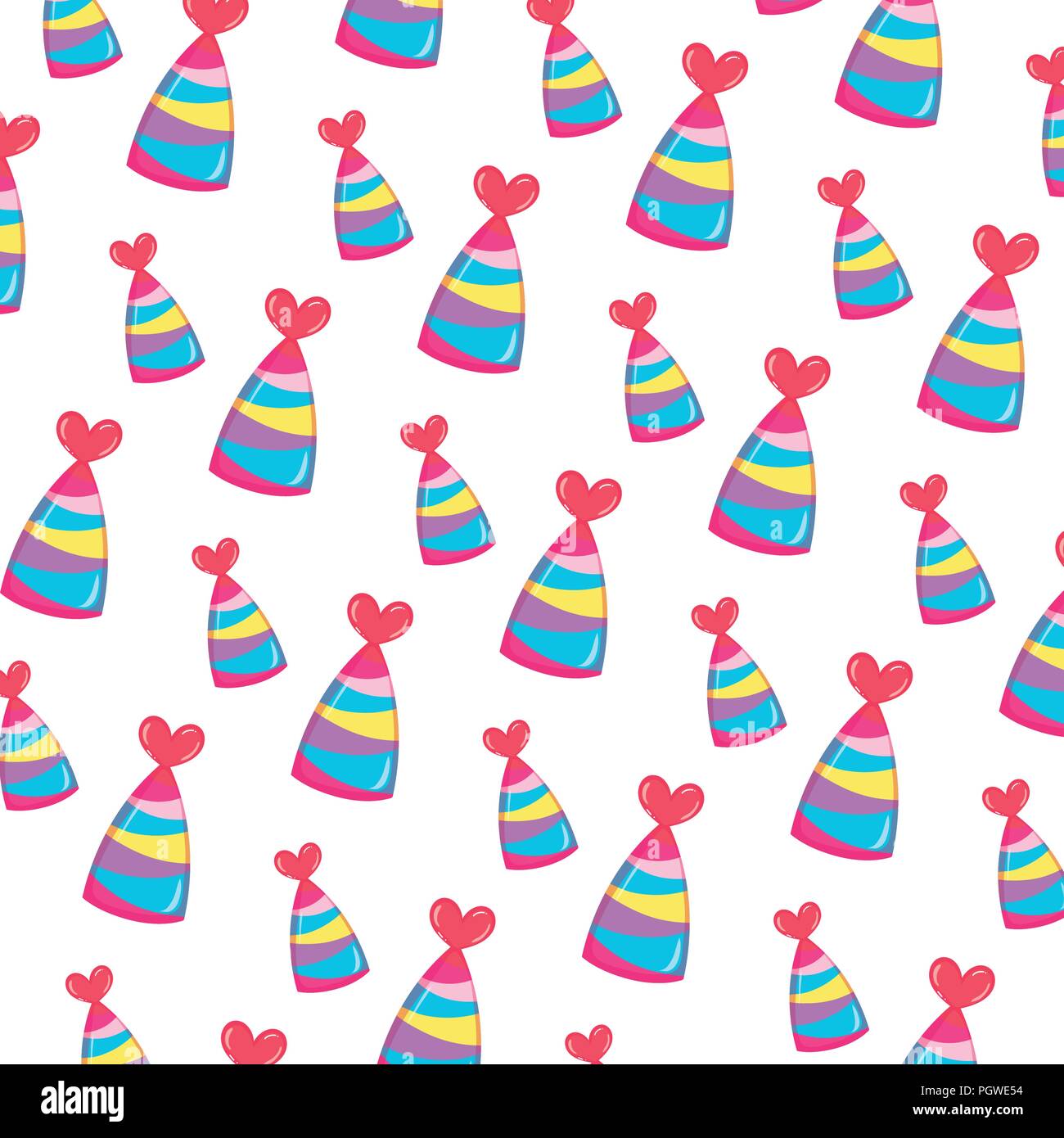 party hat with lines and heart decoration background Stock Vector Image ...