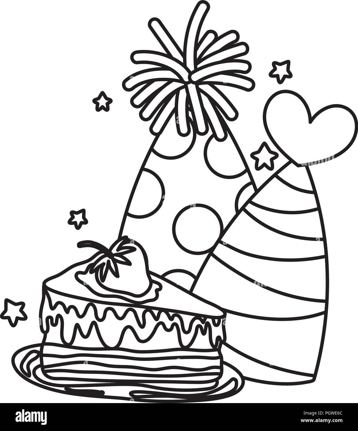 line party hats with sweet cake birthday Stock Vector Image & Art - Alamy