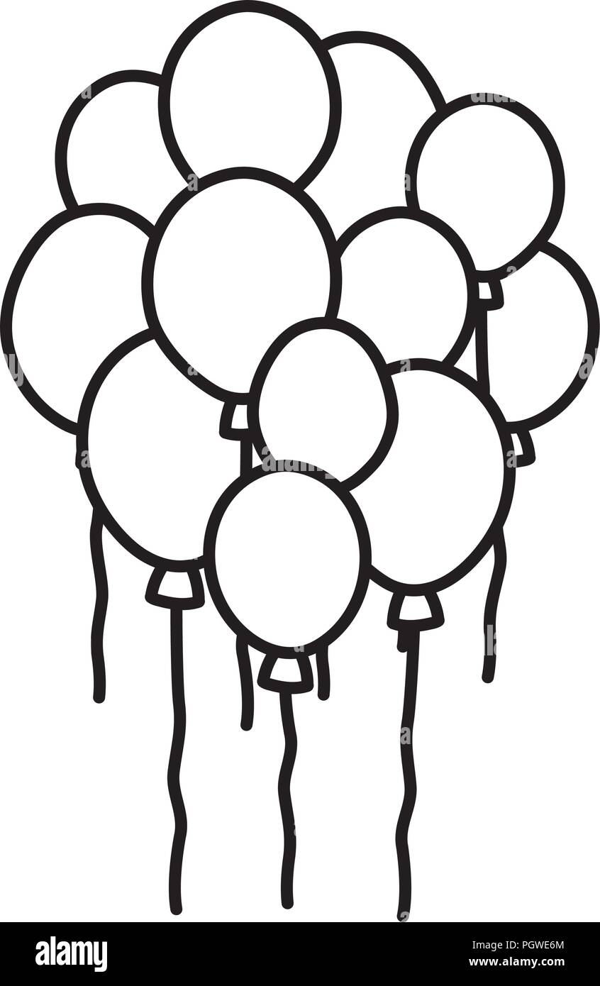 line cute balloons party decoration design Stock Vector Image & Art - Alamy