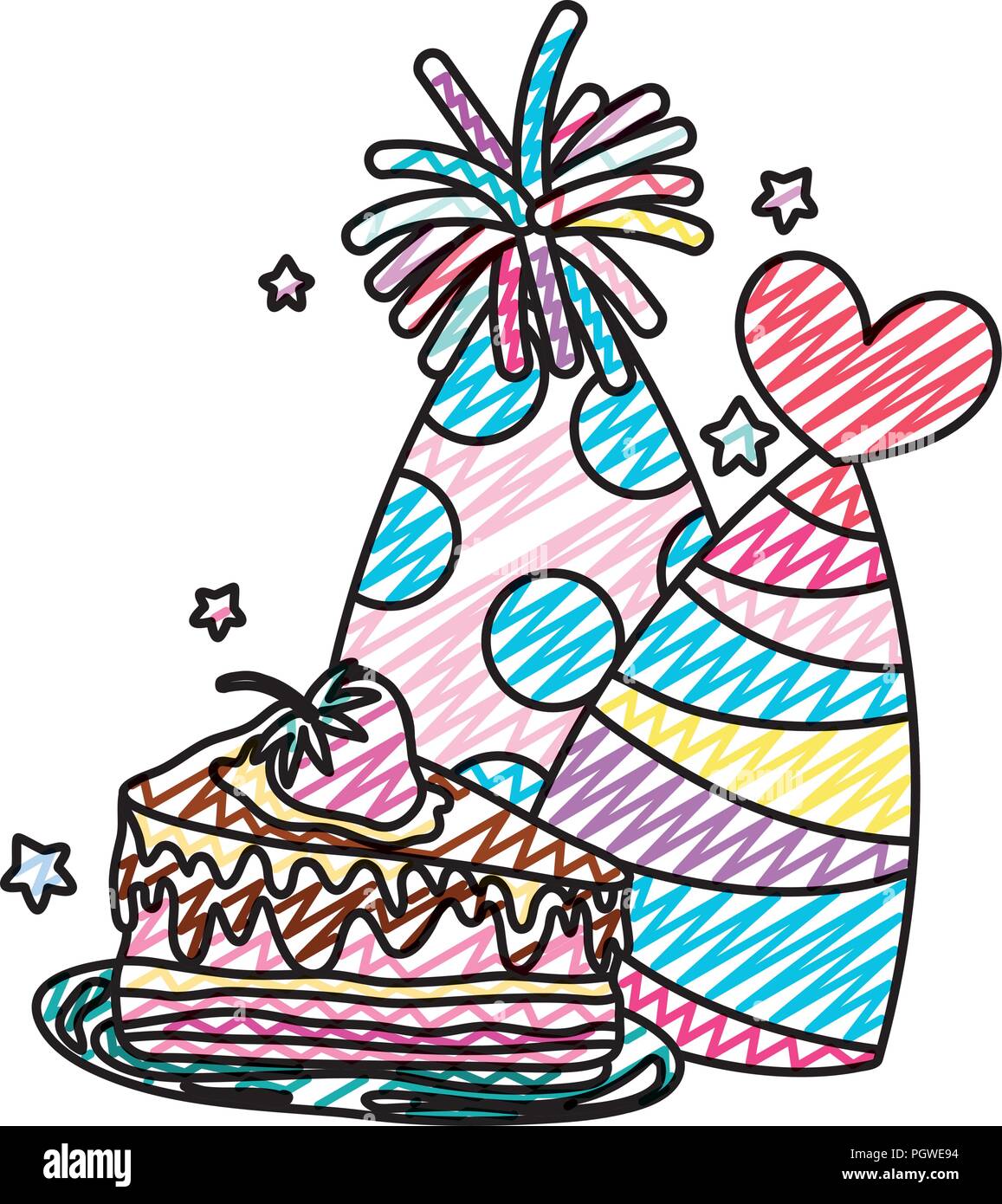 Happy birthday cake hats Stock Vector Images - Alamy