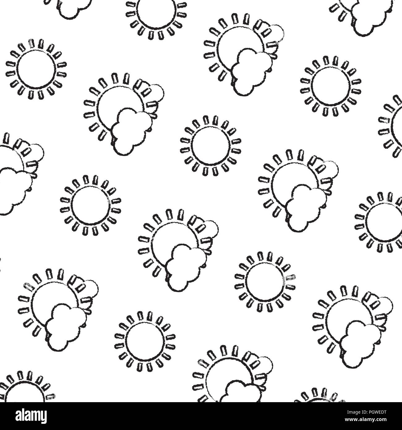 grunge sun with spring weather and clouds background Stock Vector Image ...