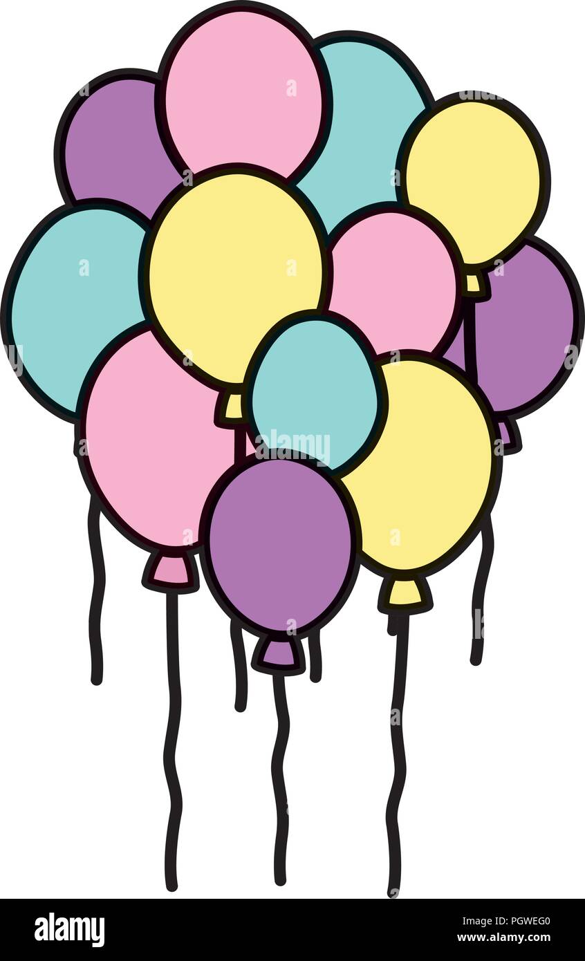 color cute balloons party decoration design Stock Vector Image & Art ...