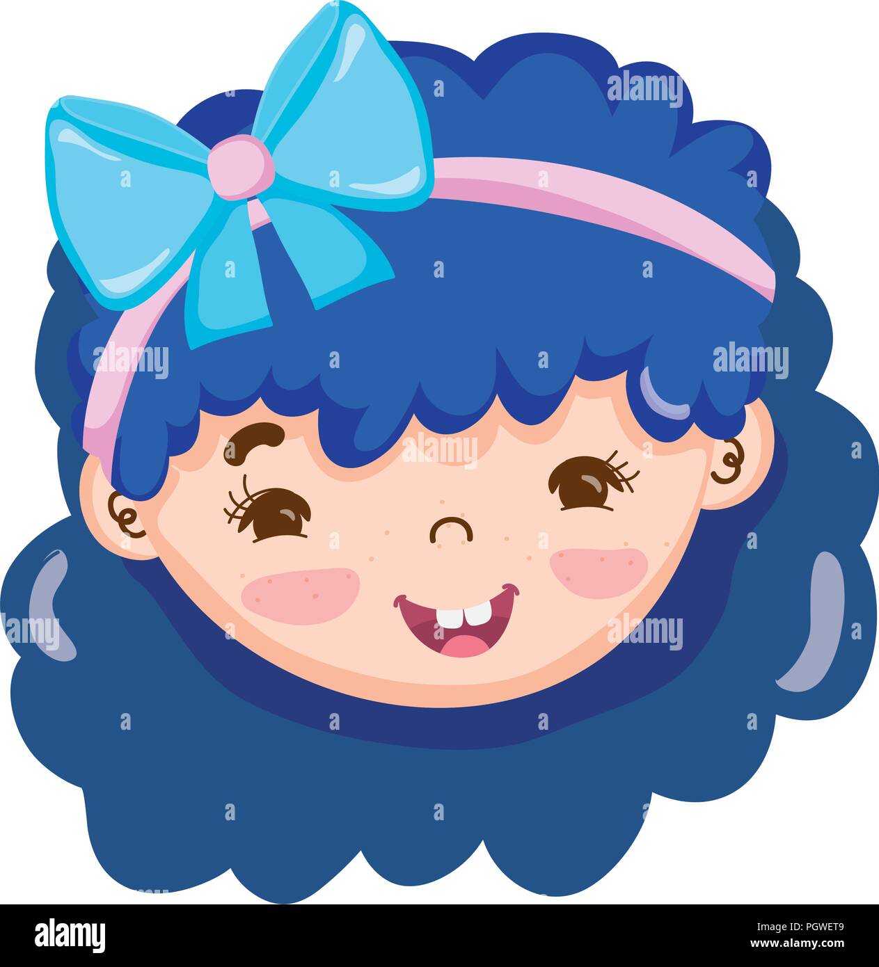 happy child girl head with hairstyle Stock Vector Image & Art - Alamy