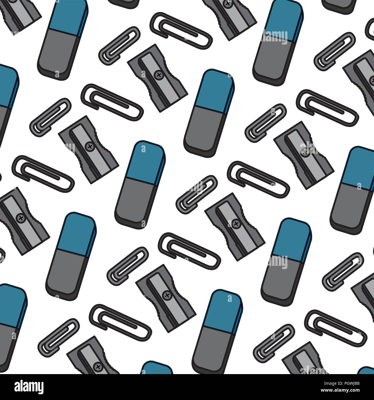 color clips with eraser and sharpener tools background Stock Vector ...