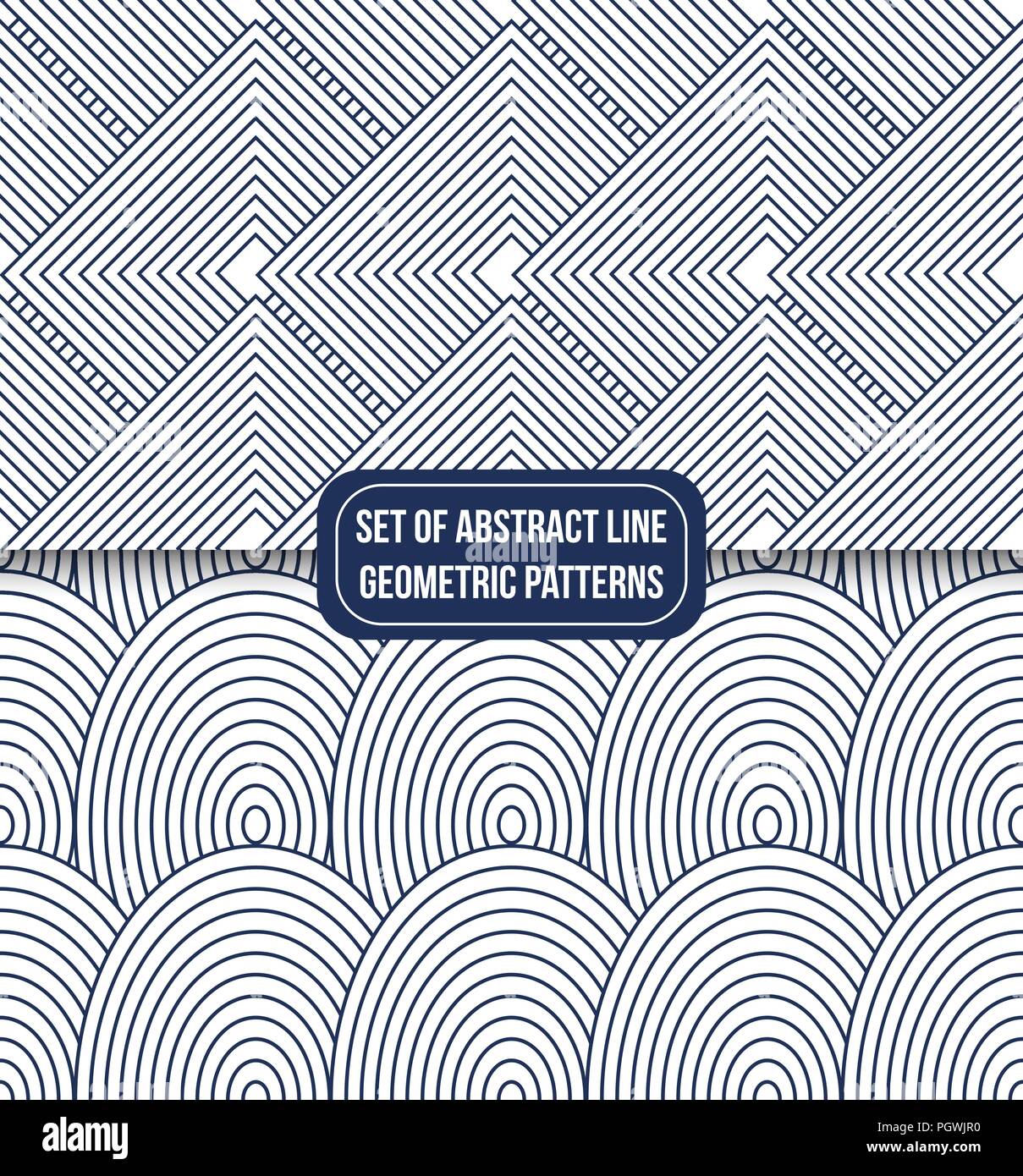 set of 2 geometric line pattern background vector Stock Vector Image ...