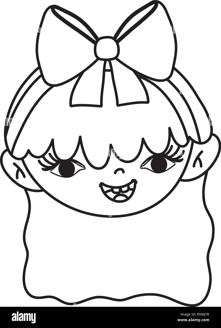 line child girl head with bandhair and hairstyle Stock Vector Image ...