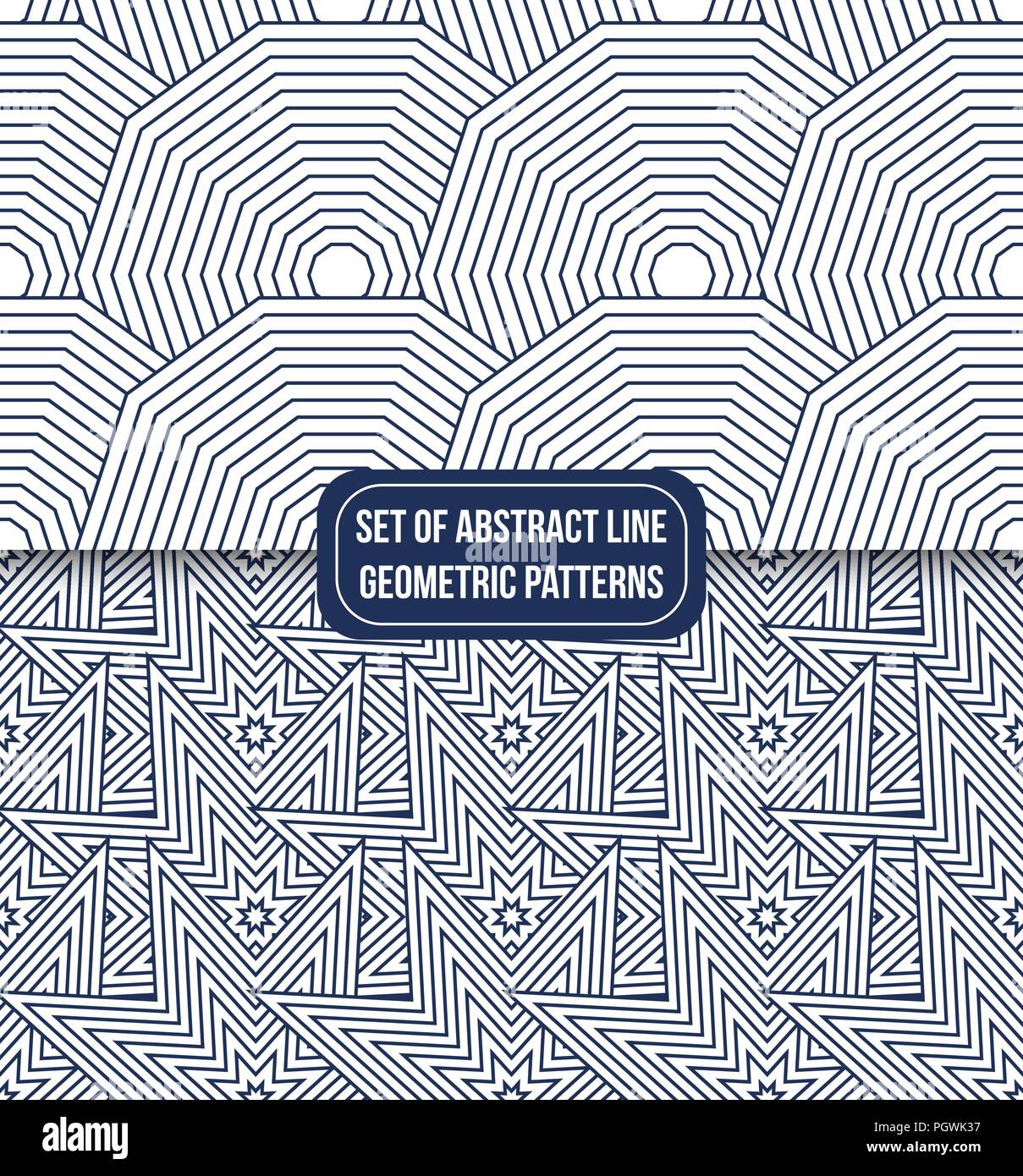 set of 2 geometric line pattern background vector Stock Vector Image ...