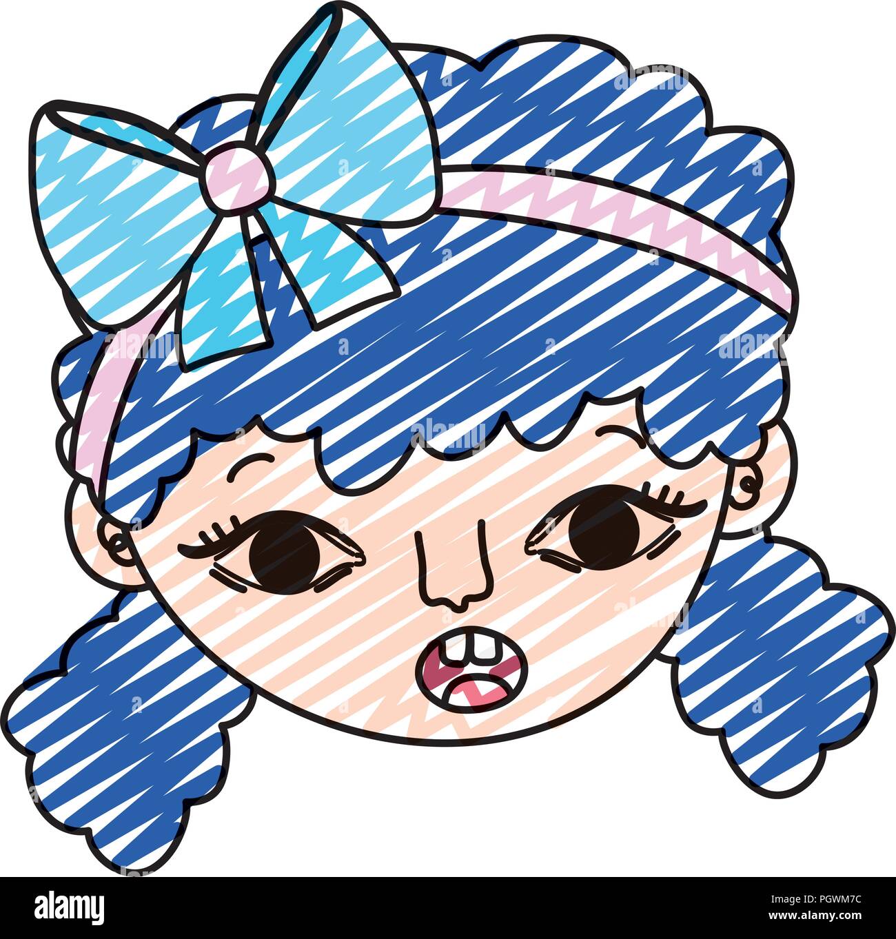 doodle surprised child girl head with hairstyle Stock Vector Image ...