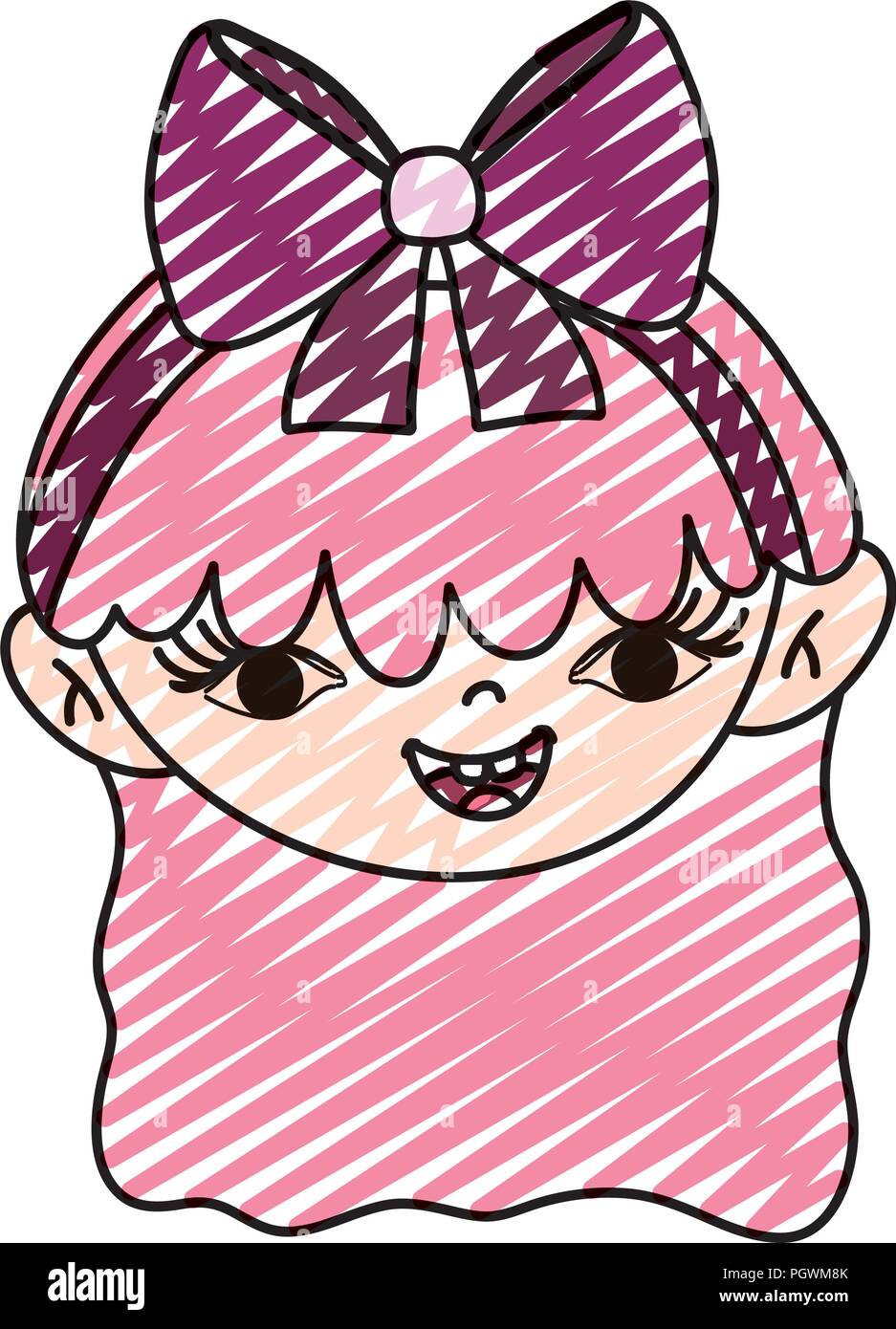 doodle child girl head with bandhair and hairstyle Stock Vector Image ...