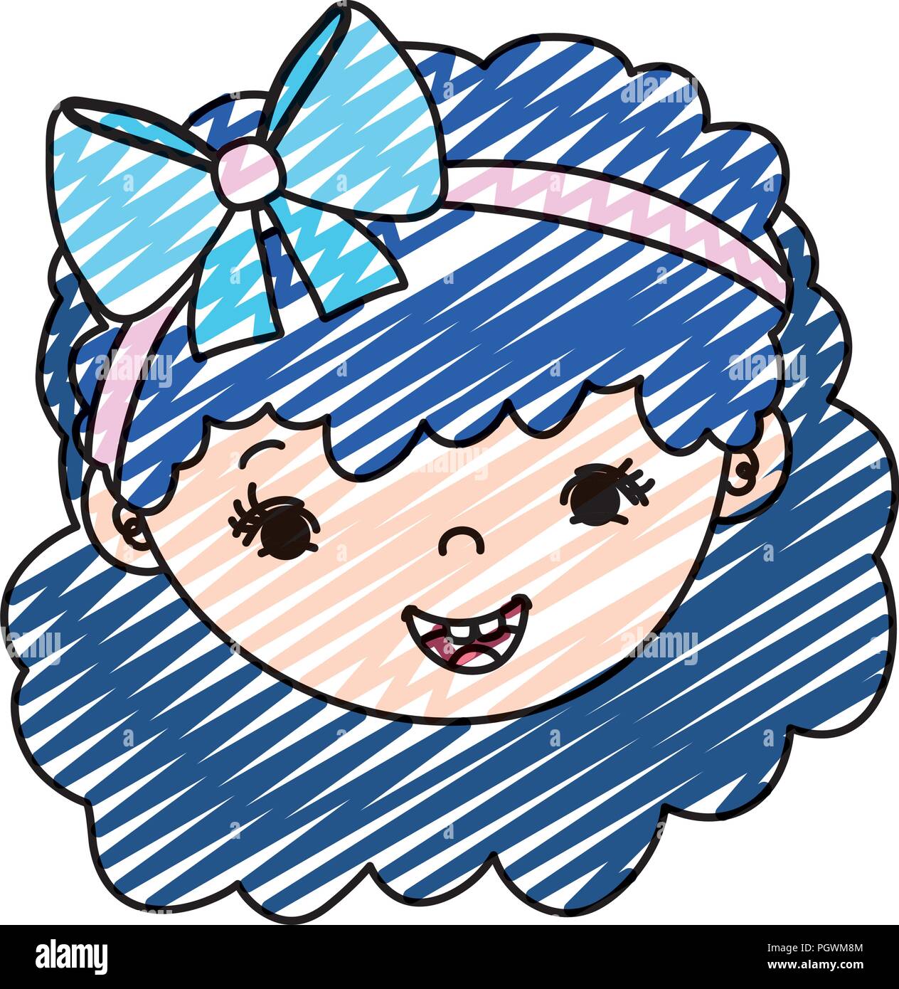 doodle happy child girl head with hairstyle Stock Vector Image & Art ...