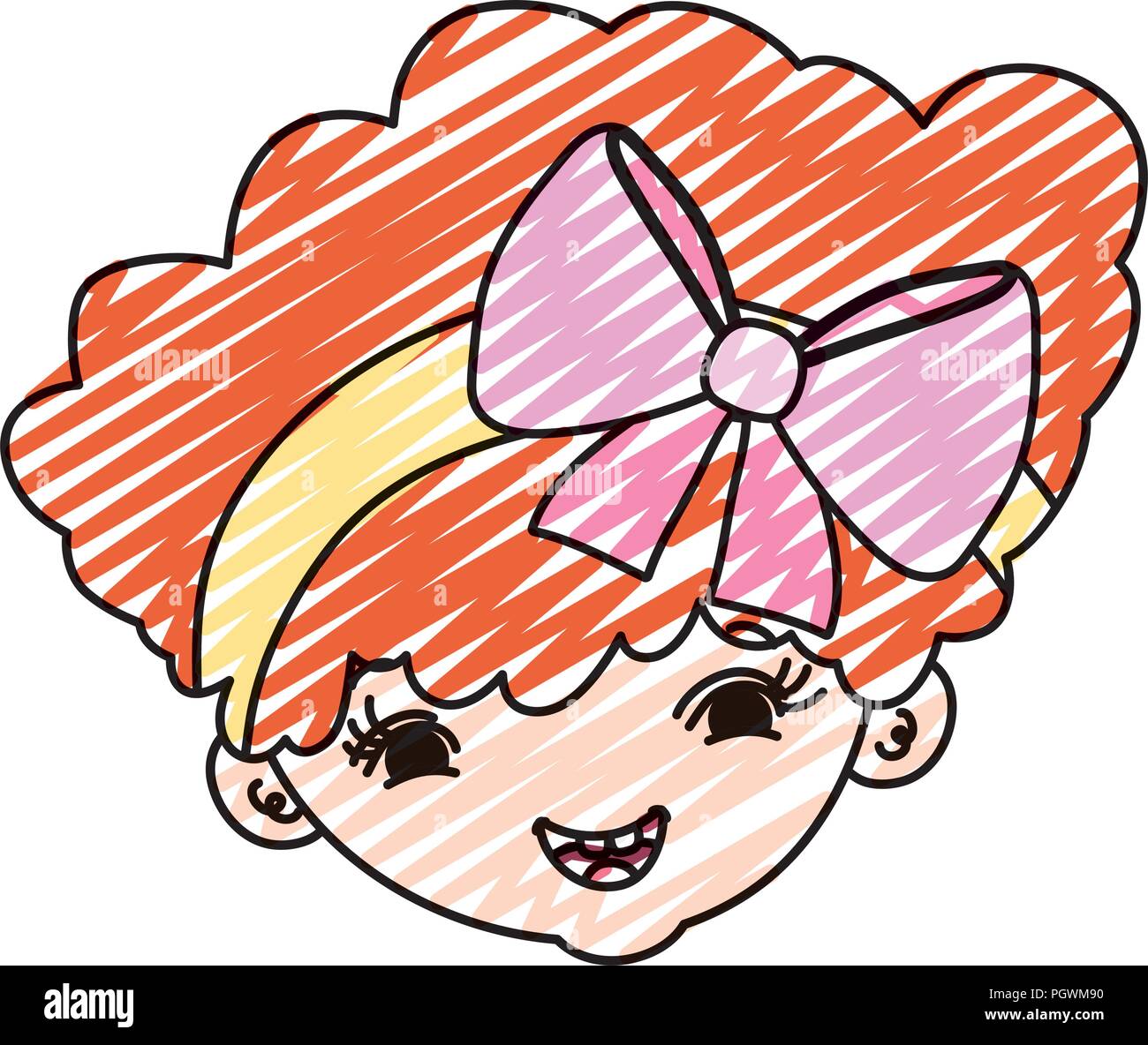doodle nice child girl head with hairstyle Stock Vector Image & Art - Alamy