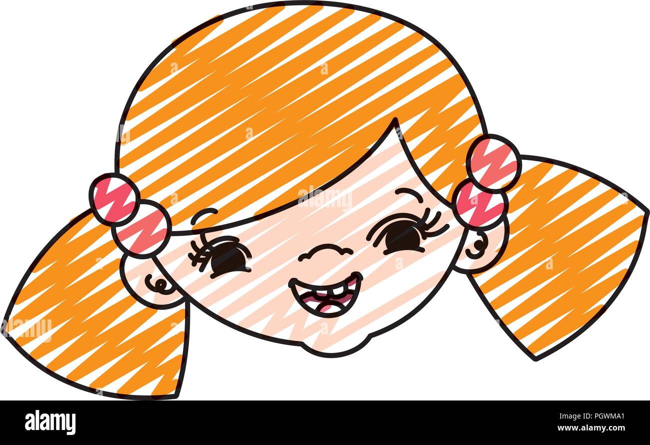 doodle cute child girl head with hairstyle Stock Vector Image & Art - Alamy