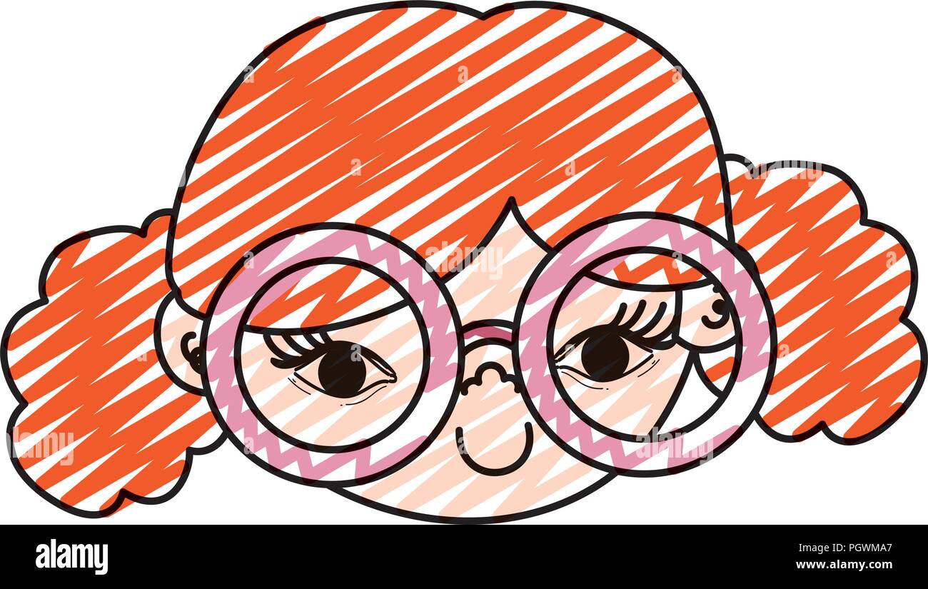 doodle child girl head with glasses and hairstyle Stock Vector Image ...