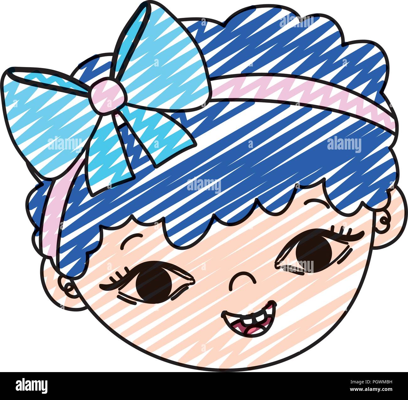 doodle child girl head with nice hairstyle Stock Vector Image & Art - Alamy