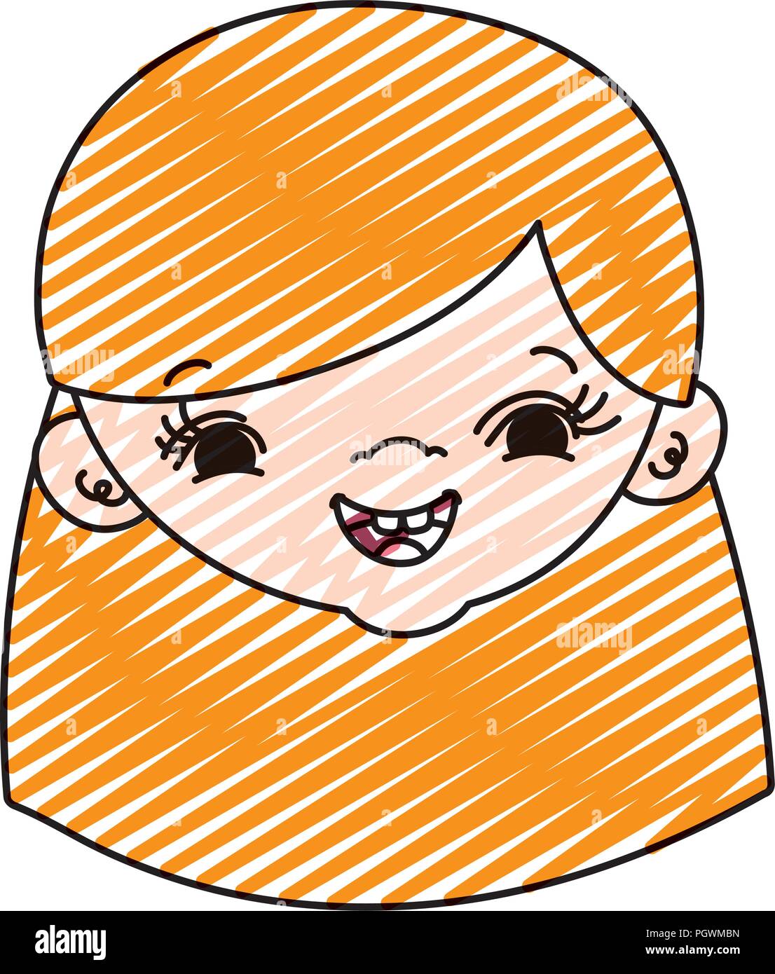 doodle child girl head with long hairstyle Stock Vector Image & Art - Alamy