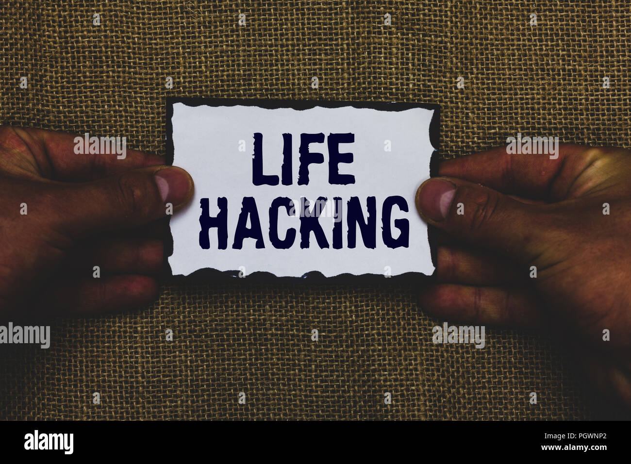 Handwriting text Life Hacking. Concept meaning Simple and clever techniques in accomplishing ...