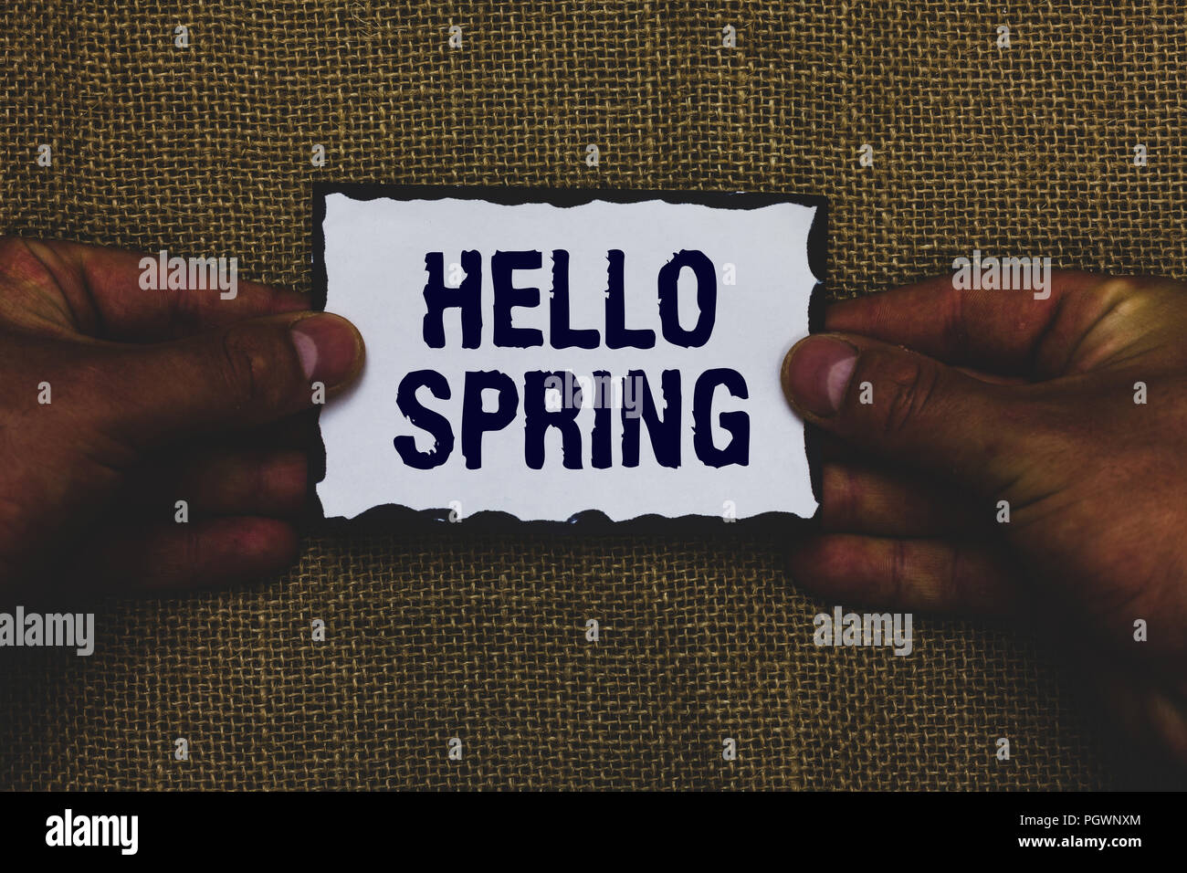 Handwriting text Hello Spring. Concept meaning Welcoming the season ...