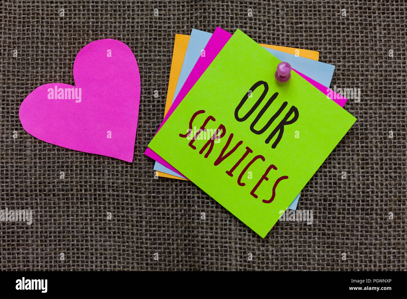 Handwriting text Our Services. Concept meaning The occupation or ...