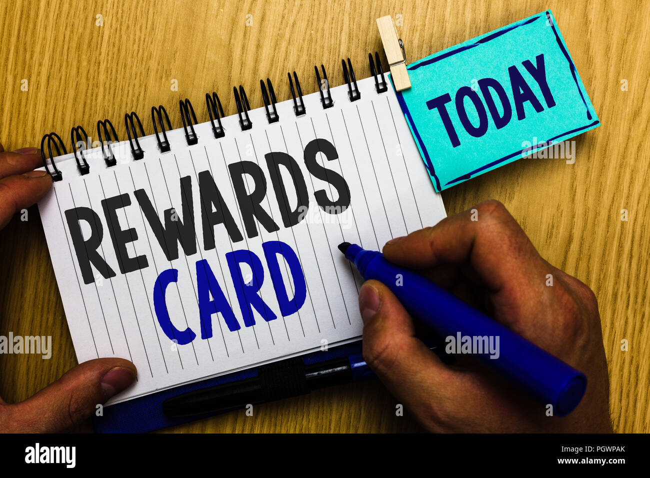 Conceptual hand writing showing Rewards Card. Business photo showcasing ...