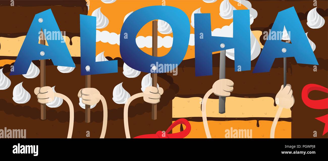 Diverse hands holding letters of the alphabet created the word Aloha ...