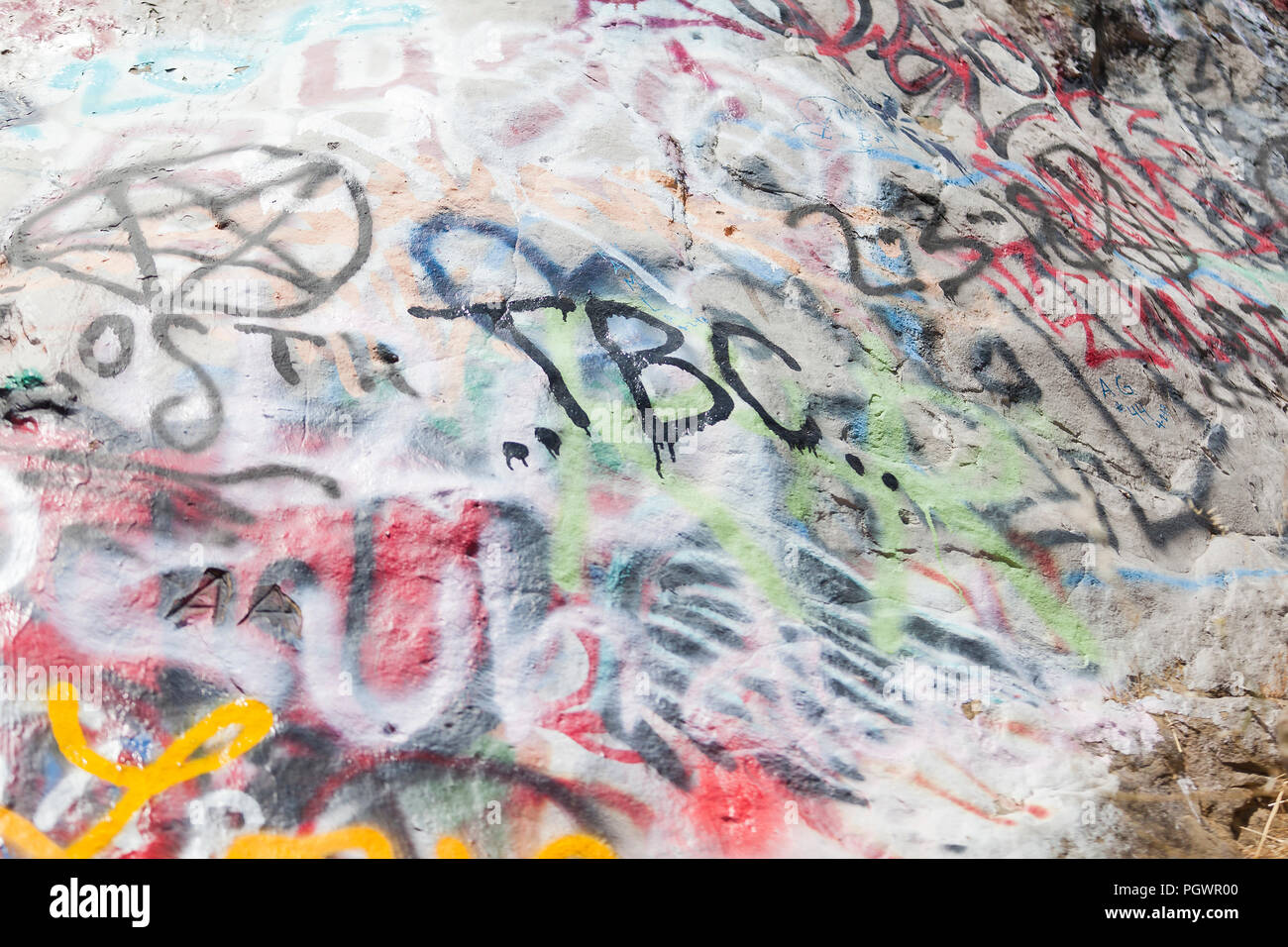 Graffiti on a boulder (graffiti in nature) - California USA Stock Photo ...