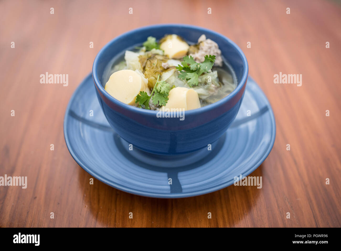 Thai food, Tom Chued Tao Hu Sarai, Tofu soup with chinese cabbage and ...