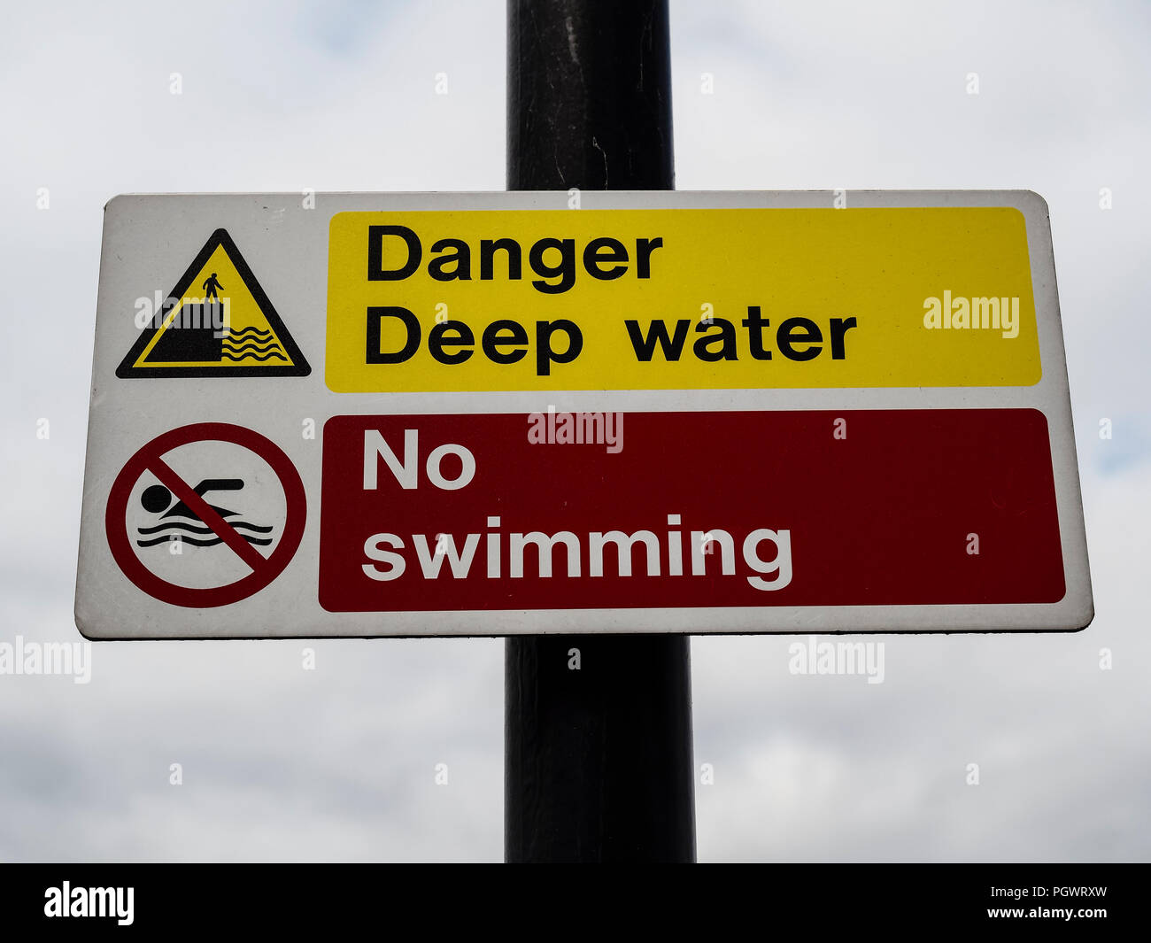 No Swimming Sign Stock Photo - Alamy