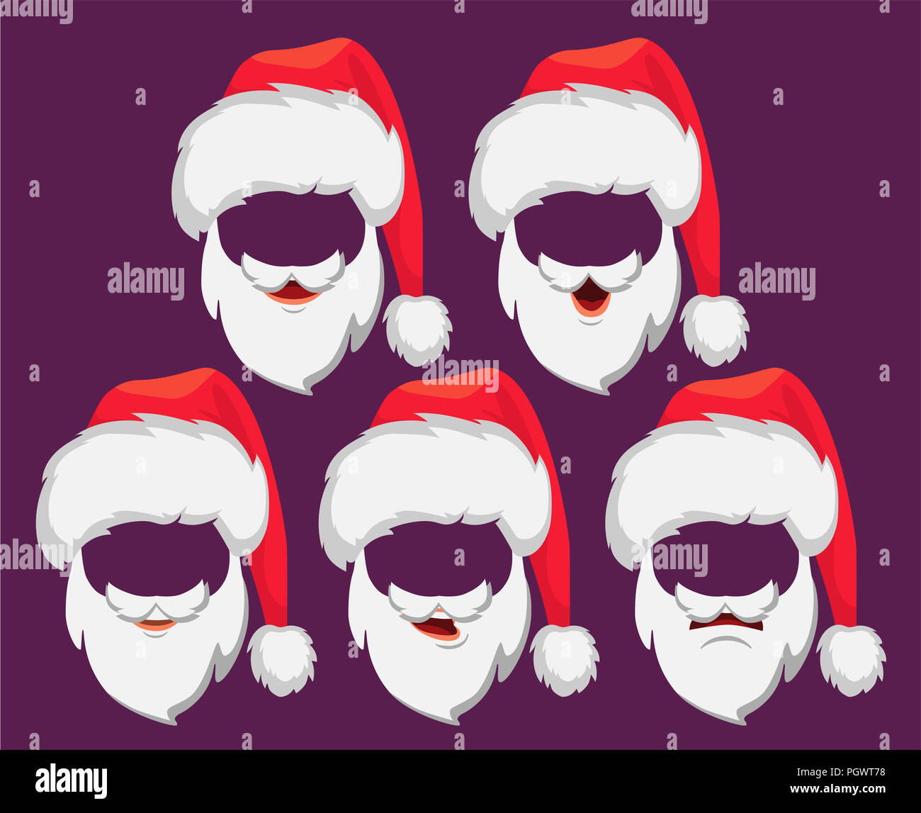 Santa Claus hat and beard. Santa Claus illustration set Stock Photo - Alamy