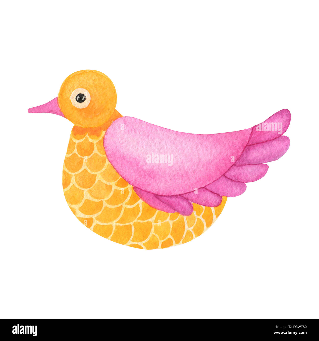 Watercolor background stylized folk ethnic bird design. Hand-drawn ...